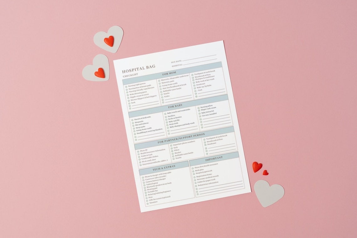 Labor and Delivery Checklist Hospital Bag Check List Mom Babyprintable ...