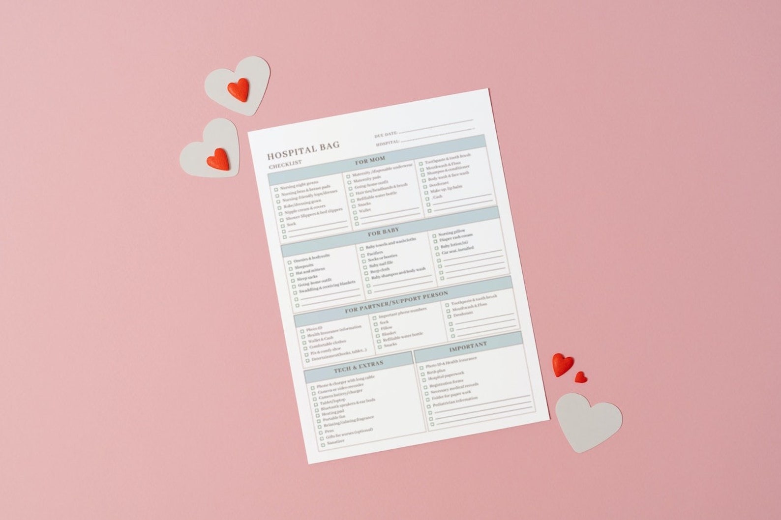 Labor and Delivery Checklist Hospital Bag Check List Mom Babyprintable ...