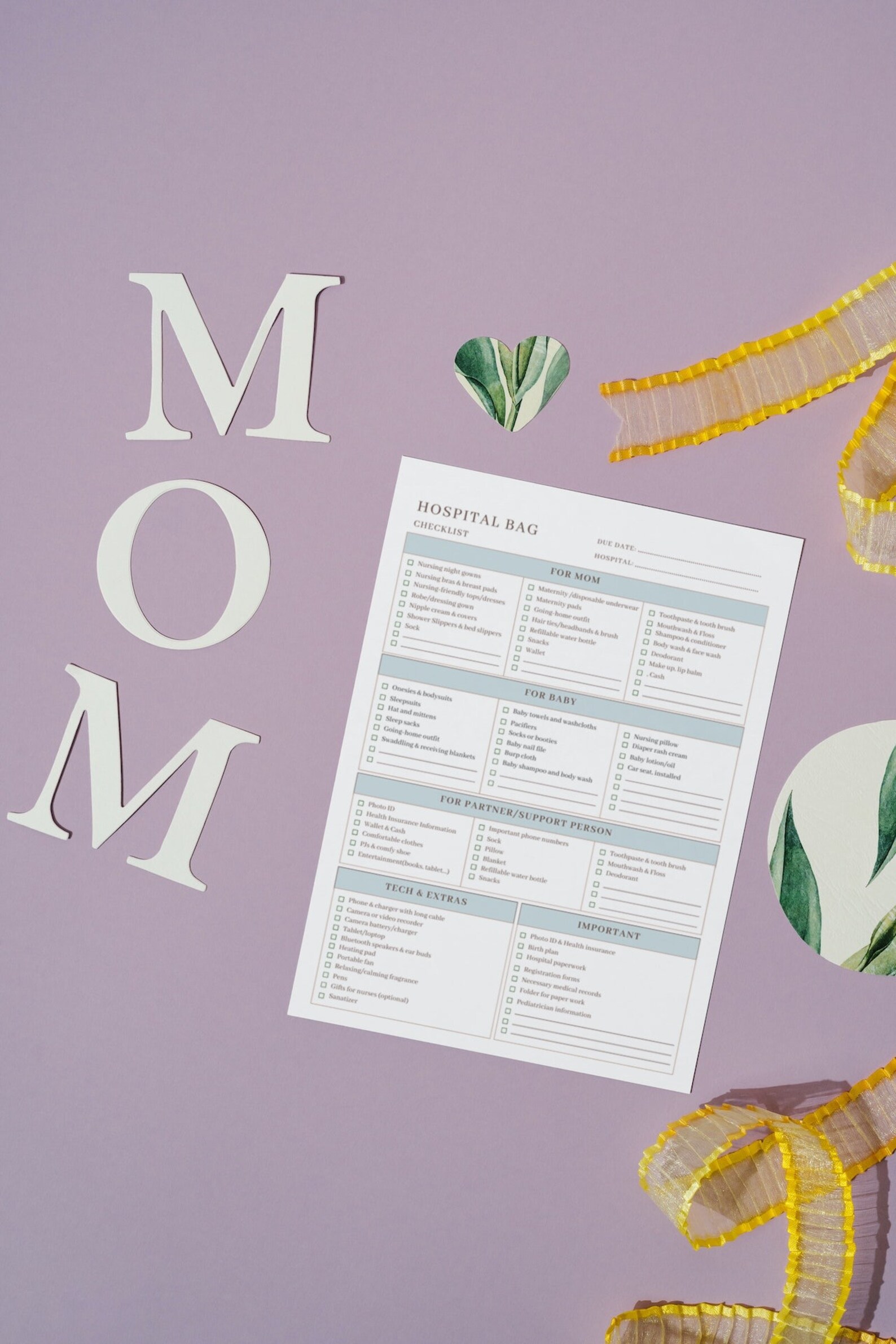 Labor and Delivery Checklist Hospital Bag Check List Mom Babyprintable ...