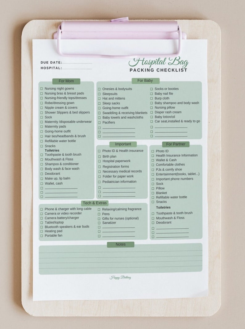 Labor and Delivery Checklist-hospital Bag Check List Mom Baby-printable ...