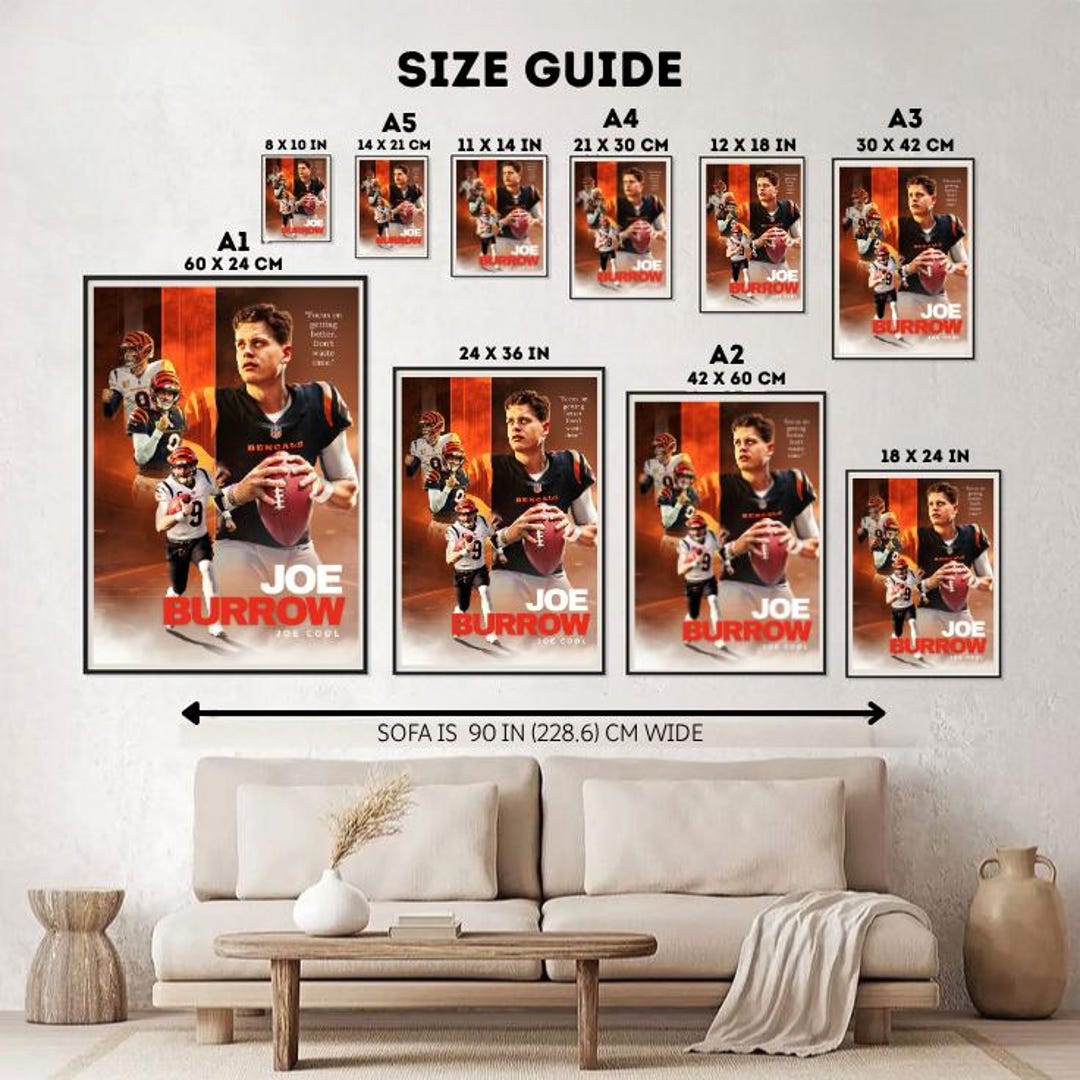 Joe Burrow A3 Digital Poster – Printable Football Wall Art in A1, A2 ...