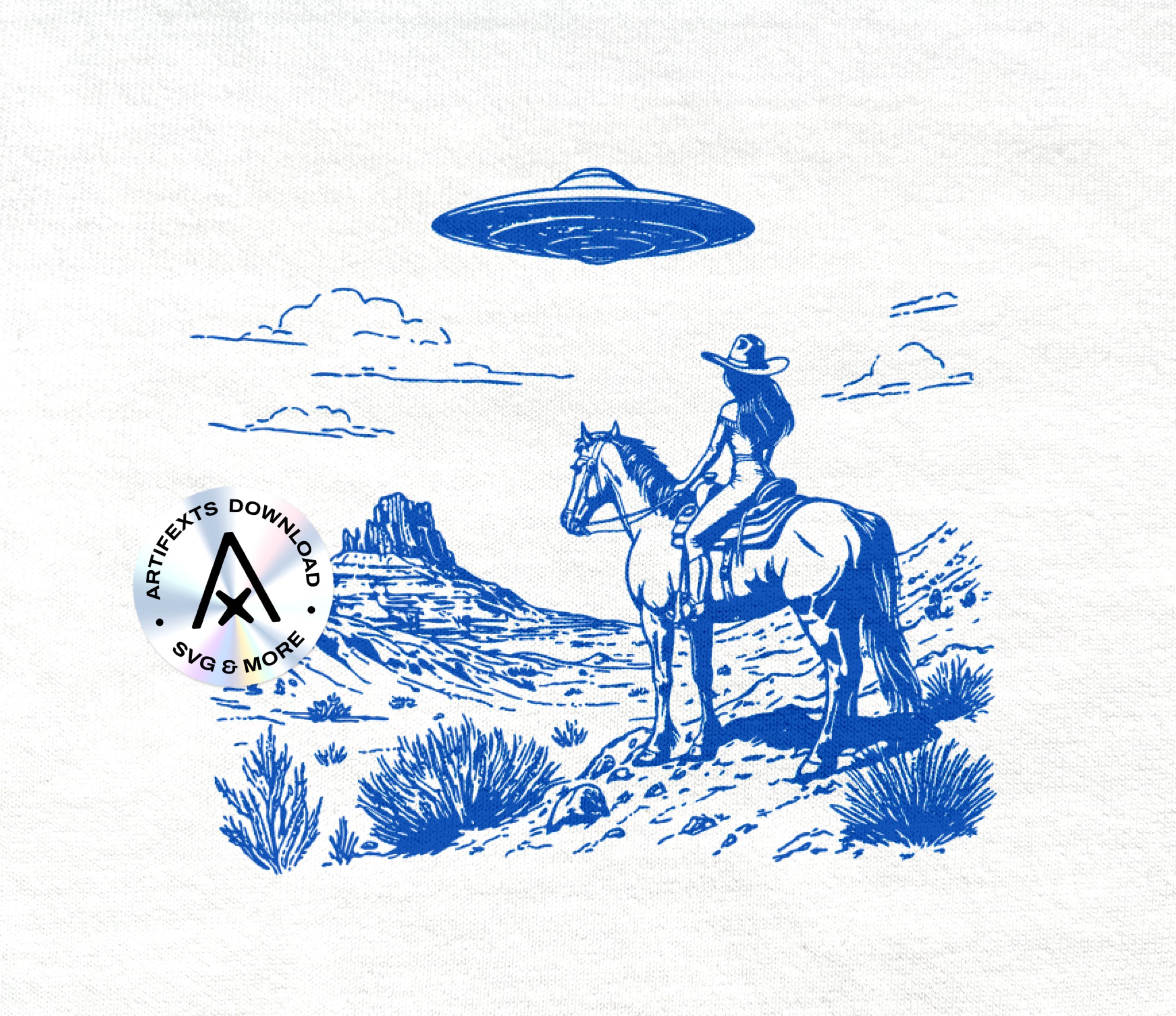 Cowgirl UFO SVG Retro Western Alien Spaceship Vintage Boho Horse Riding ...