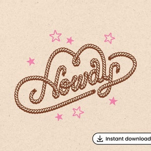 Howdy SVG Rope Lettering Vintage Typography Country Script Art Cricut ...
