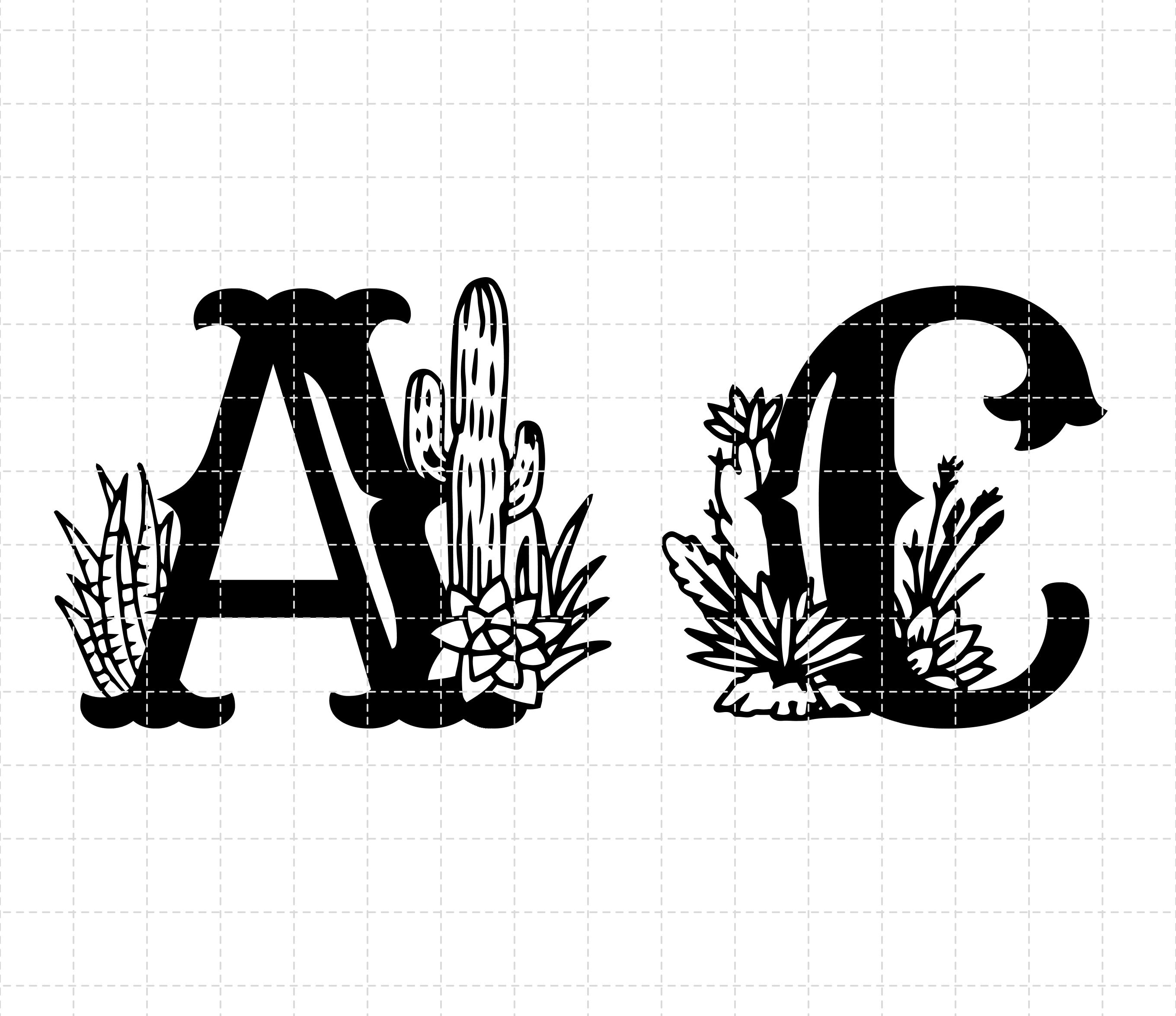 Floral Alphabet SVG Bundle Monogram Letters Cowboy Wedding Desert ...