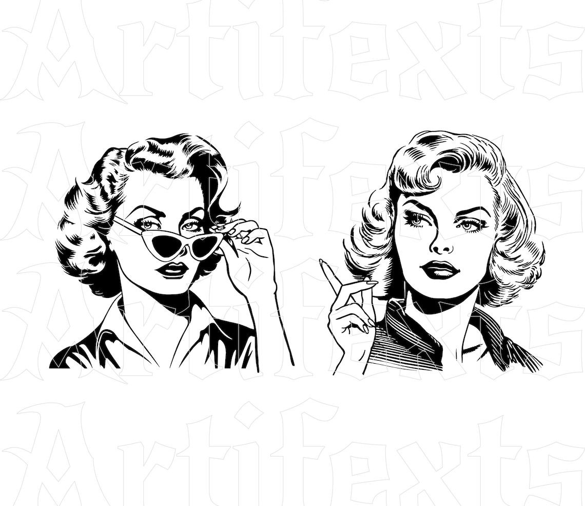 Vintage Blonde Woman Bundle Svg 1950s Retro Housewife, Atomic ...