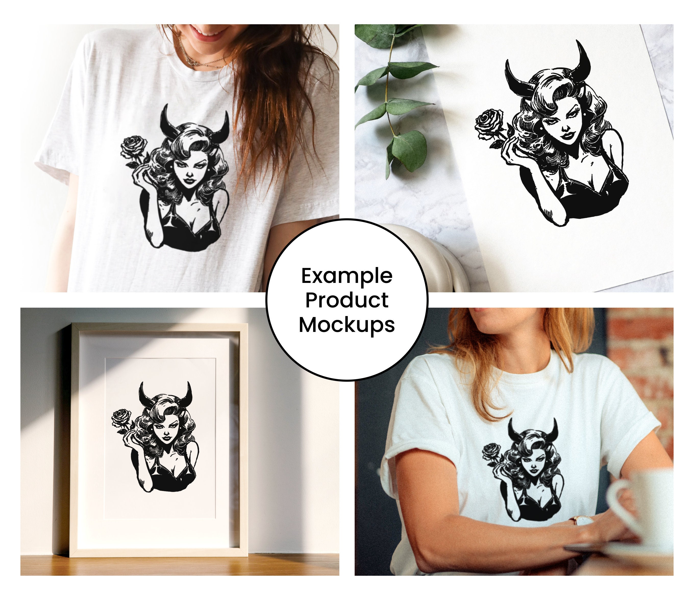 Vintage Woman Devil Costume SVG Retro Housewife Clipart Sexy Minimalist ...