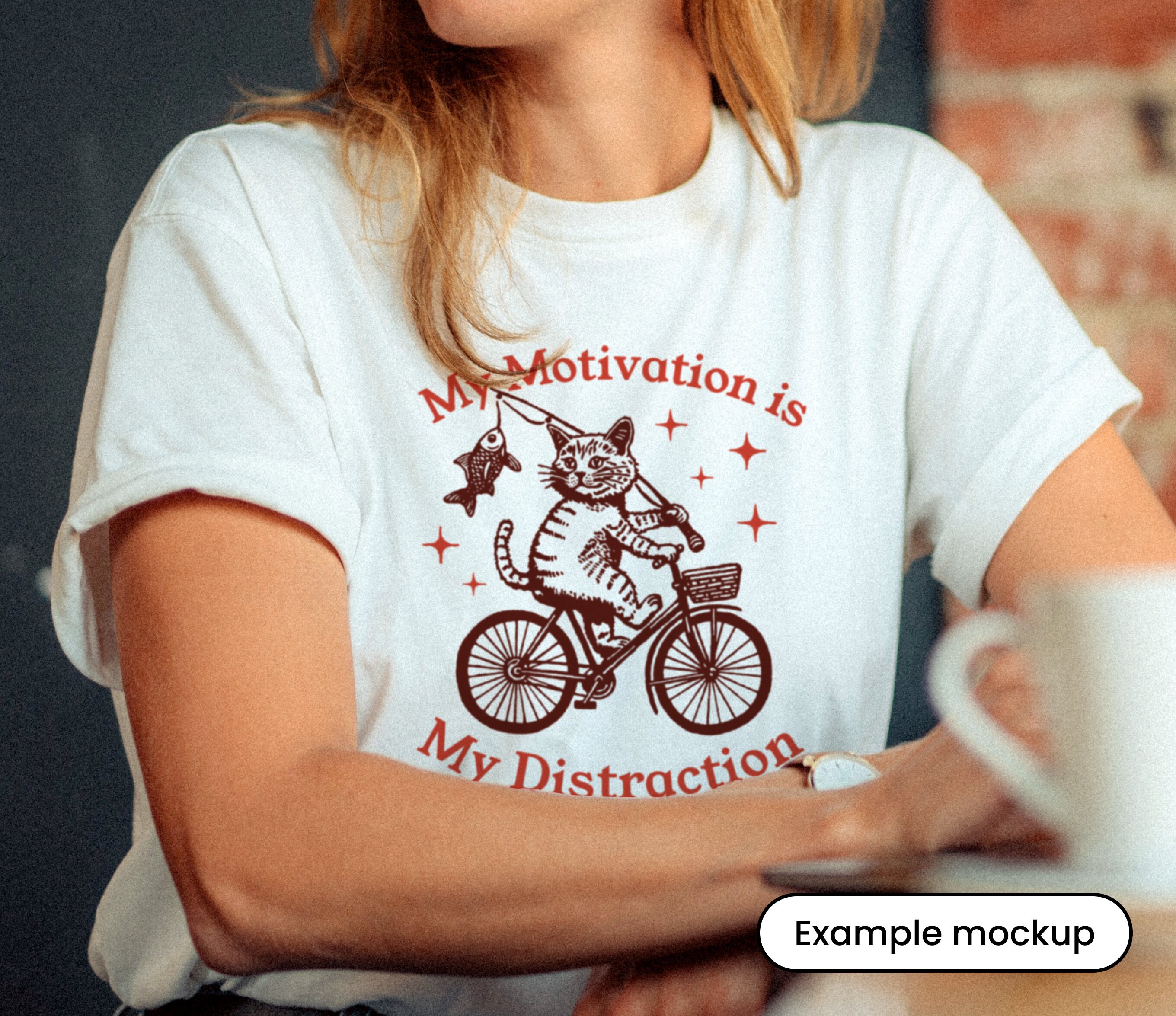 My Motivation is My Distraction SVG Vintage Cat Bicycle Silhouette ...
