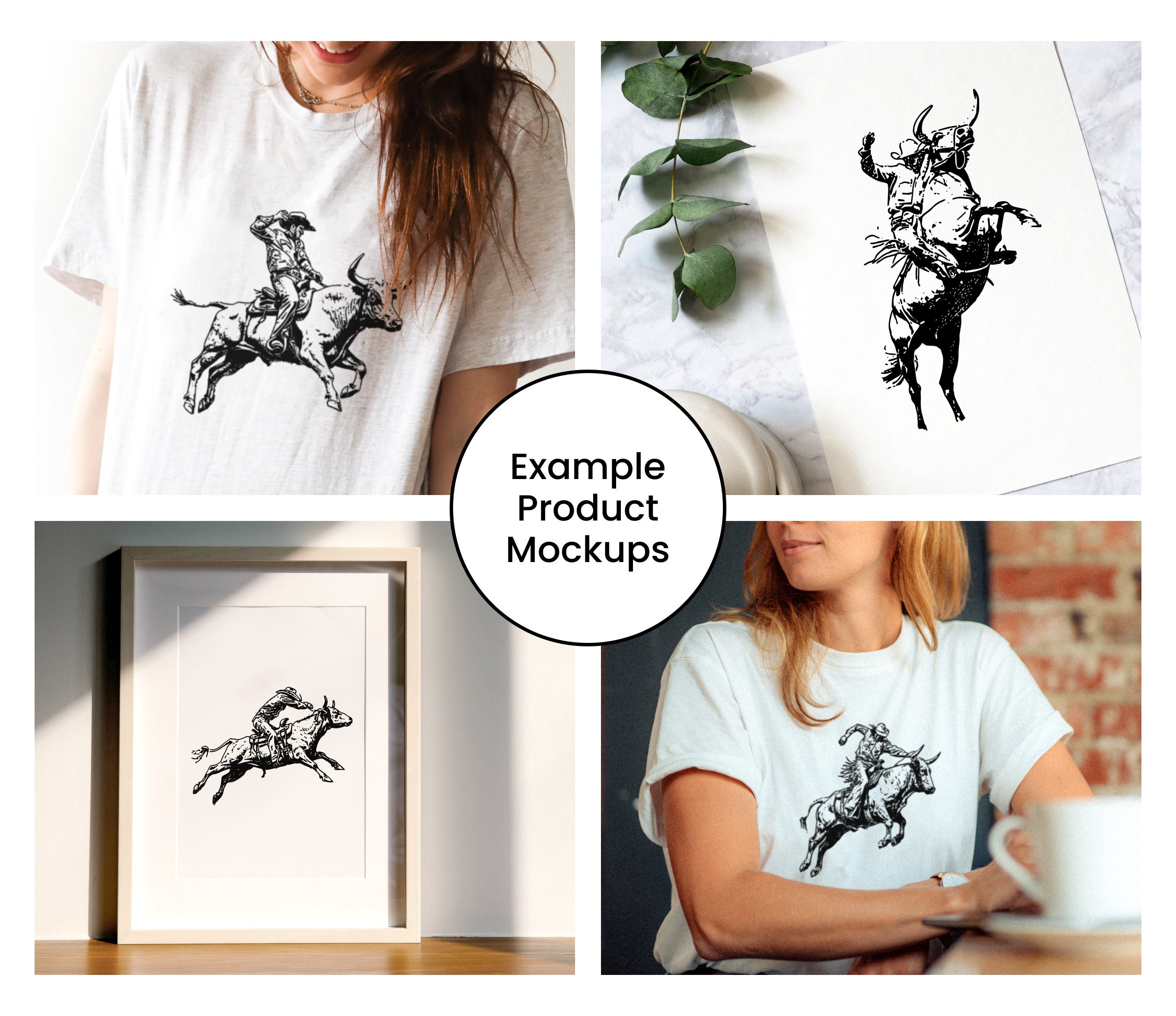 Vintage Cowboy Bull Riders Bundle Svg, Retro Rodeo Clipart, Western ...