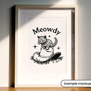 Meowdy SVG Retro Cat on Cowboy Hat Vintage Boho Bohemian Western ...