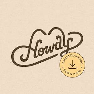 Howdy Svg Hand Lettering Typography Script Art 1950s Country Clipart ...