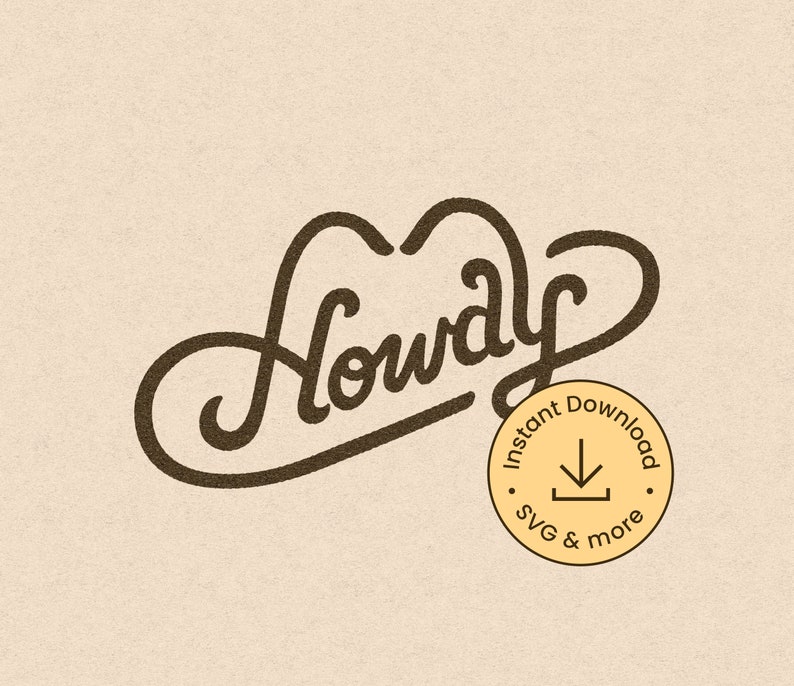 Howdy Svg Hand Lettering Typography Script Art 1950s Country Clipart ...