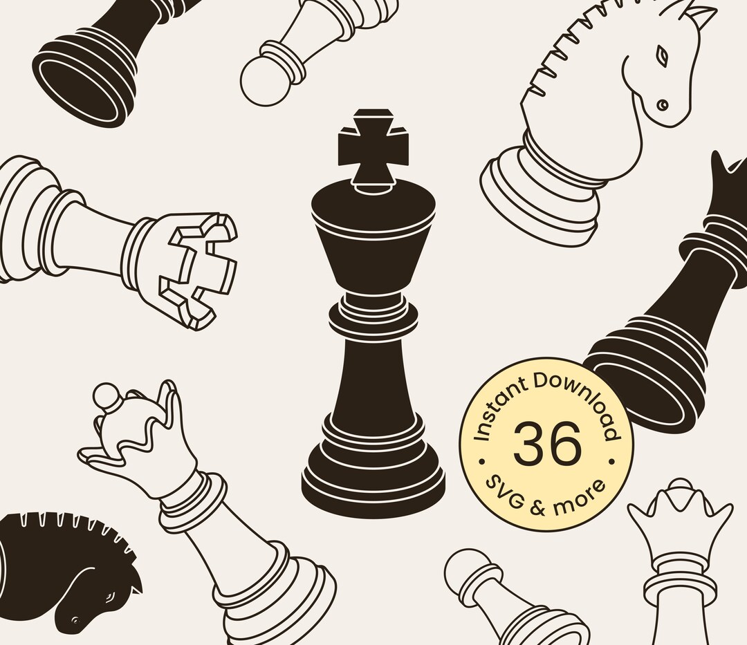 3D Chess Bundle Svg, Chess Pieces, King Queen Bishop Knight Rook Pawn ...