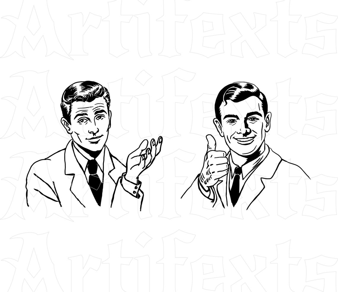 Vintage Man Bundle Svg Cartoon Retro Husband Comic Bundle 1950s Atomic ...