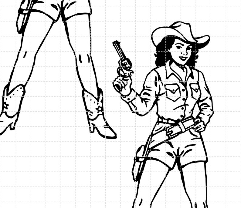 Retro Cowgirl Pinup Bundle Svg, Boho Western, Country Music Characters ...