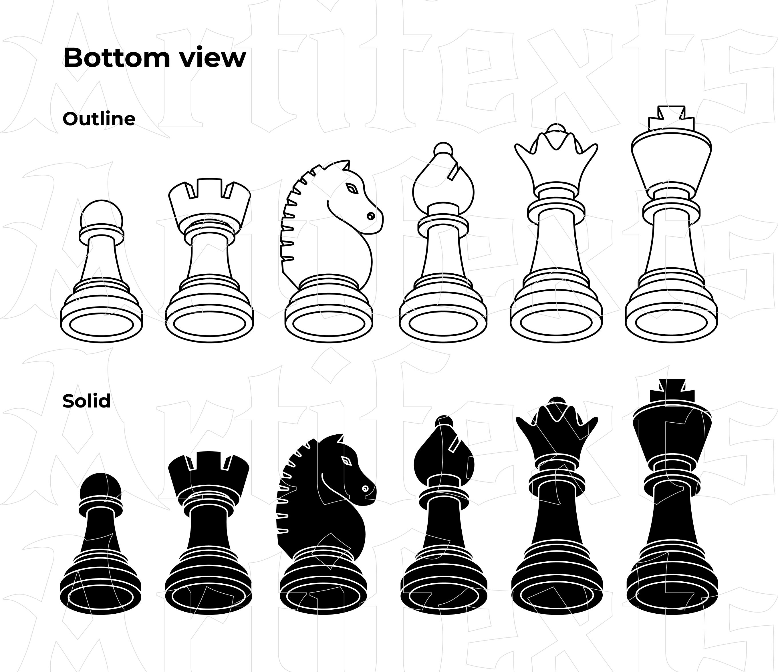 3D Chess Bundle Svg, Chess Pieces, King Queen Bishop Knight Rook Pawn ...