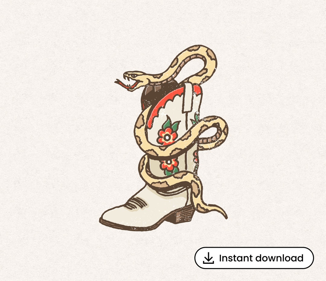 Snake in the Boot PNG Retro Cowgirl Vintage Western Boho Cowboy ...