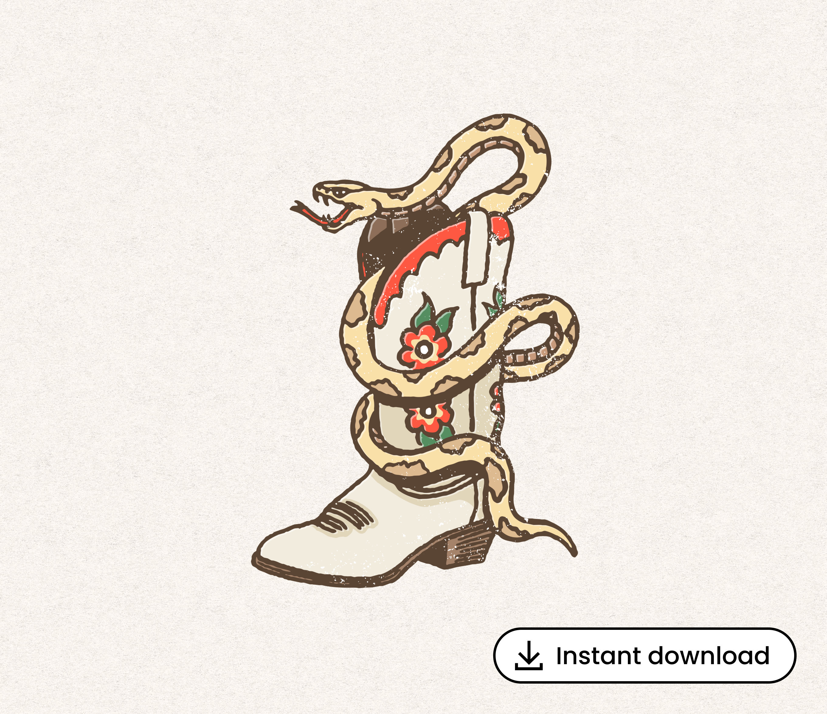 Snake in the Boot PNG Retro Cowgirl Vintage Western Boho Cowboy ...