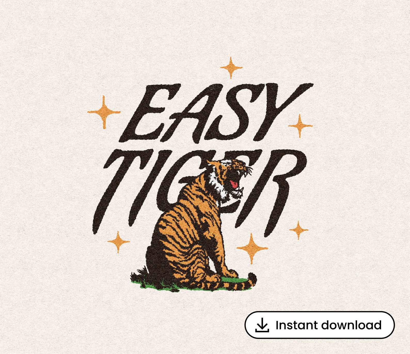 Easy Tiger PNG Vintage Feline Silhouette Retro Big Cat Clipart Jungle ...