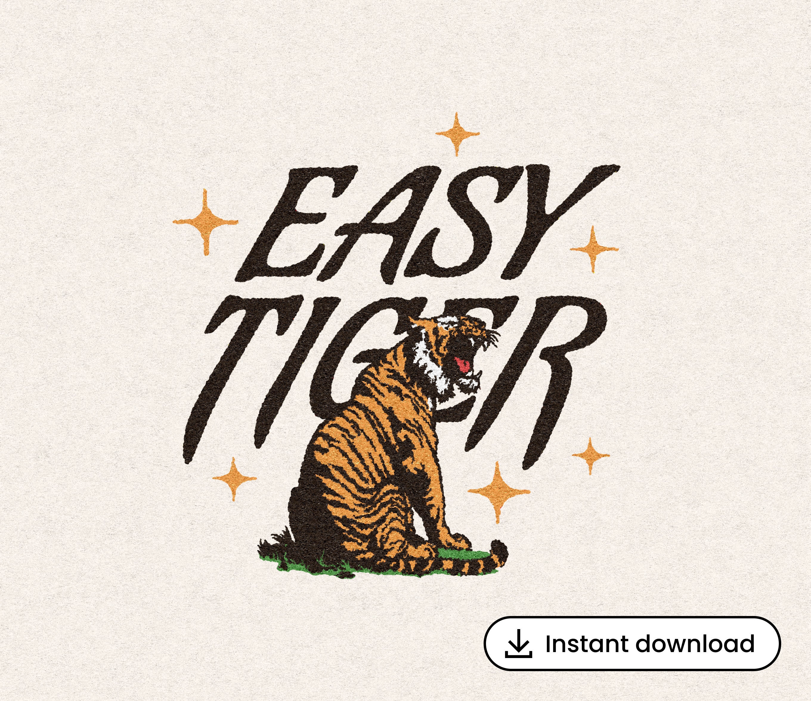 Easy Tiger PNG Vintage Feline Silhouette Retro Big Cat Clipart Jungle ...