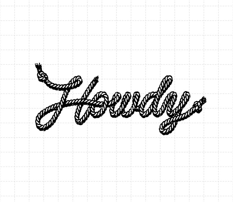 Howdy SVG Rope Lettering Typography Script Art 1950s Country Clipart ...