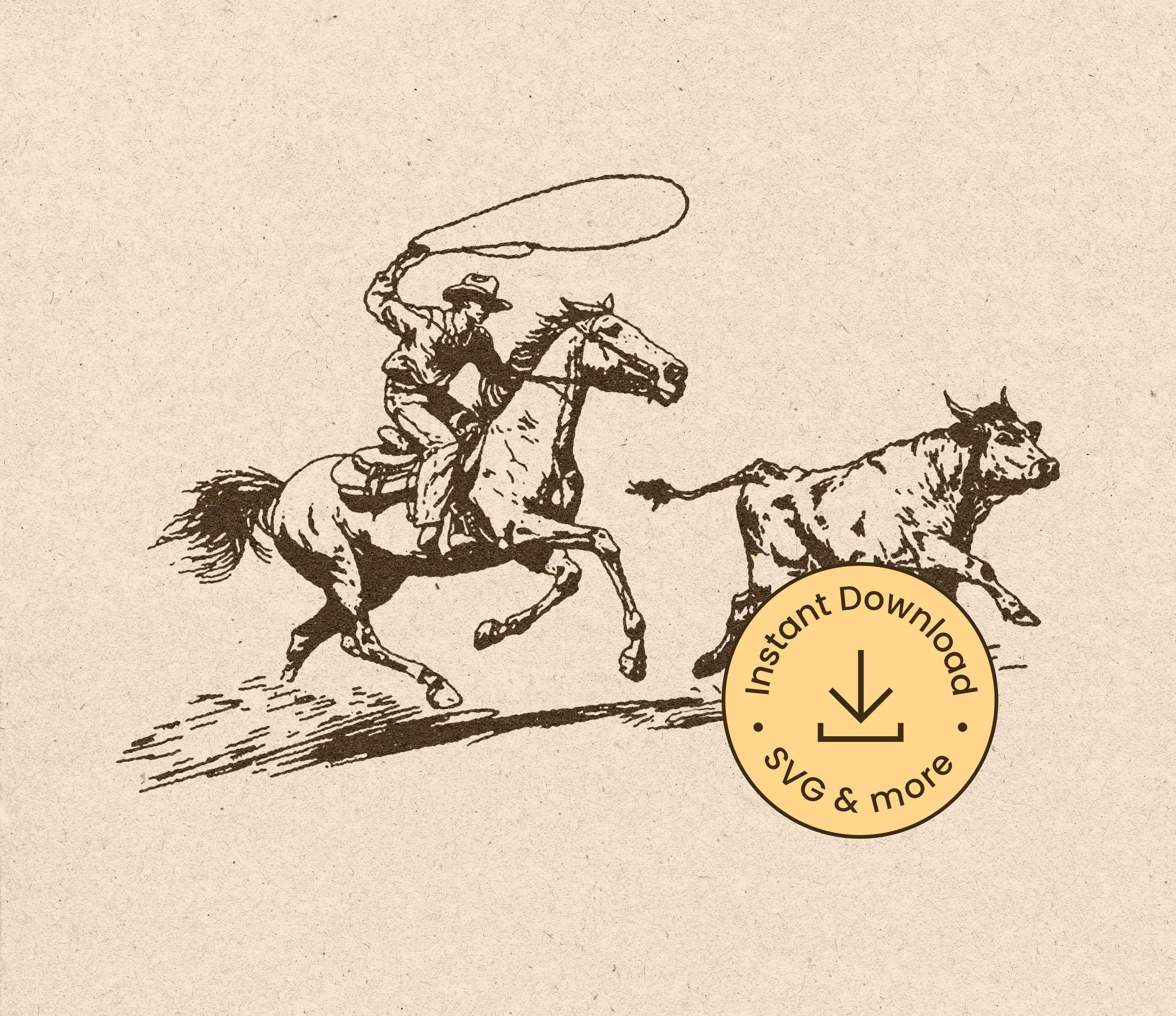 Cattle Wrangler Svg, Vintage Cowboy, Retro Bull Lasso Png, Western ...