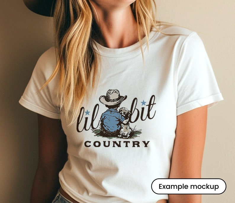Lil' Bit Country PNG Vintage Cowboy Hat Kid Illustration Retro Western ...
