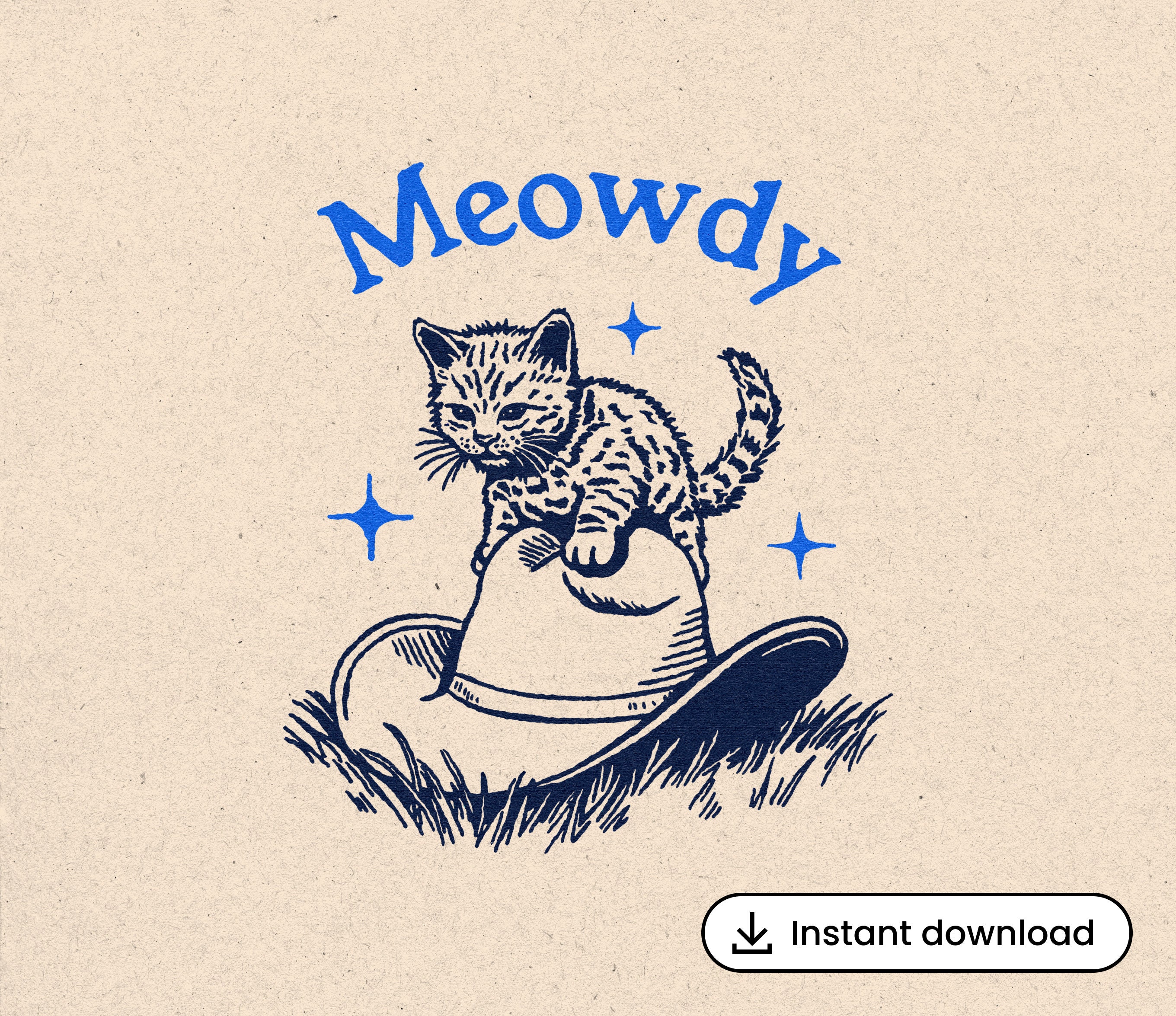 Meowdy SVG Retro Cat on Cowboy Hat Vintage Boho Bohemian Western ...