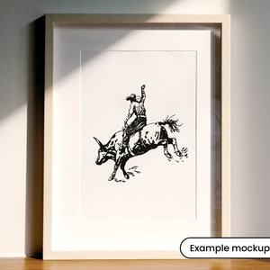Retro Cowboy Bull Riding SVG Bucking Bull Rodeo Western Bucking Bull ...