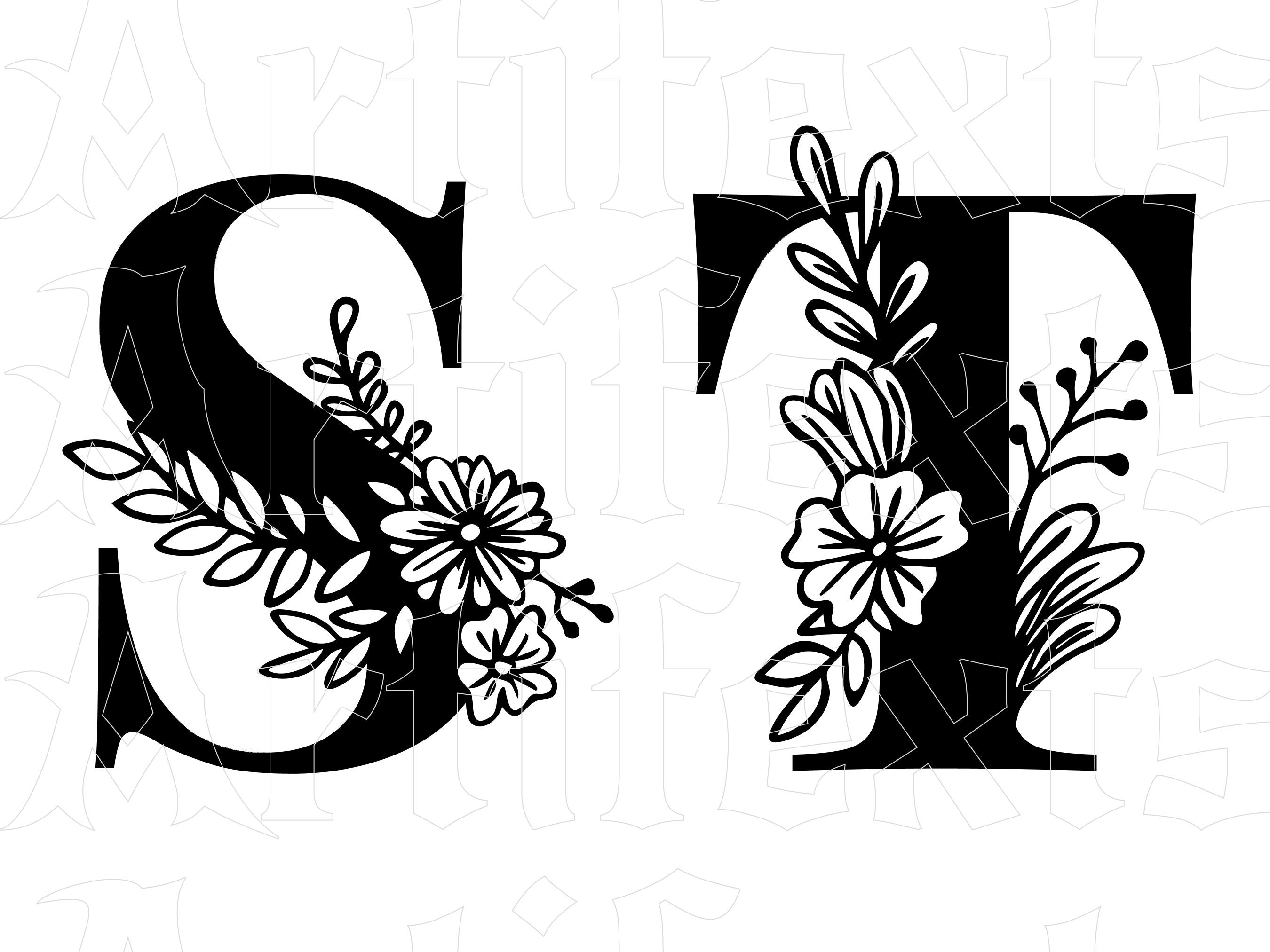 Alfabeto floral SVG, letras de monograma floral, 26 letras florales ...