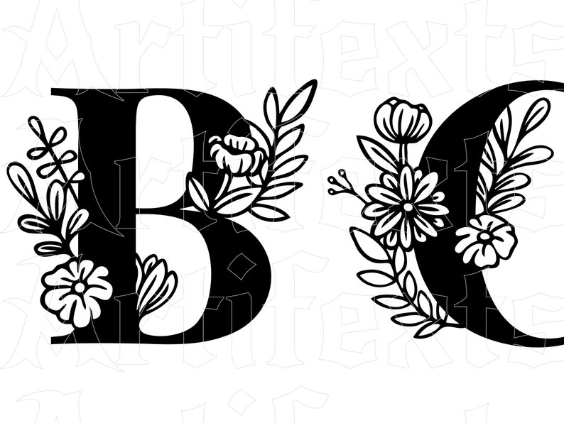 Alfabeto floral SVG letras de monograma floral 26 letras - Etsy España