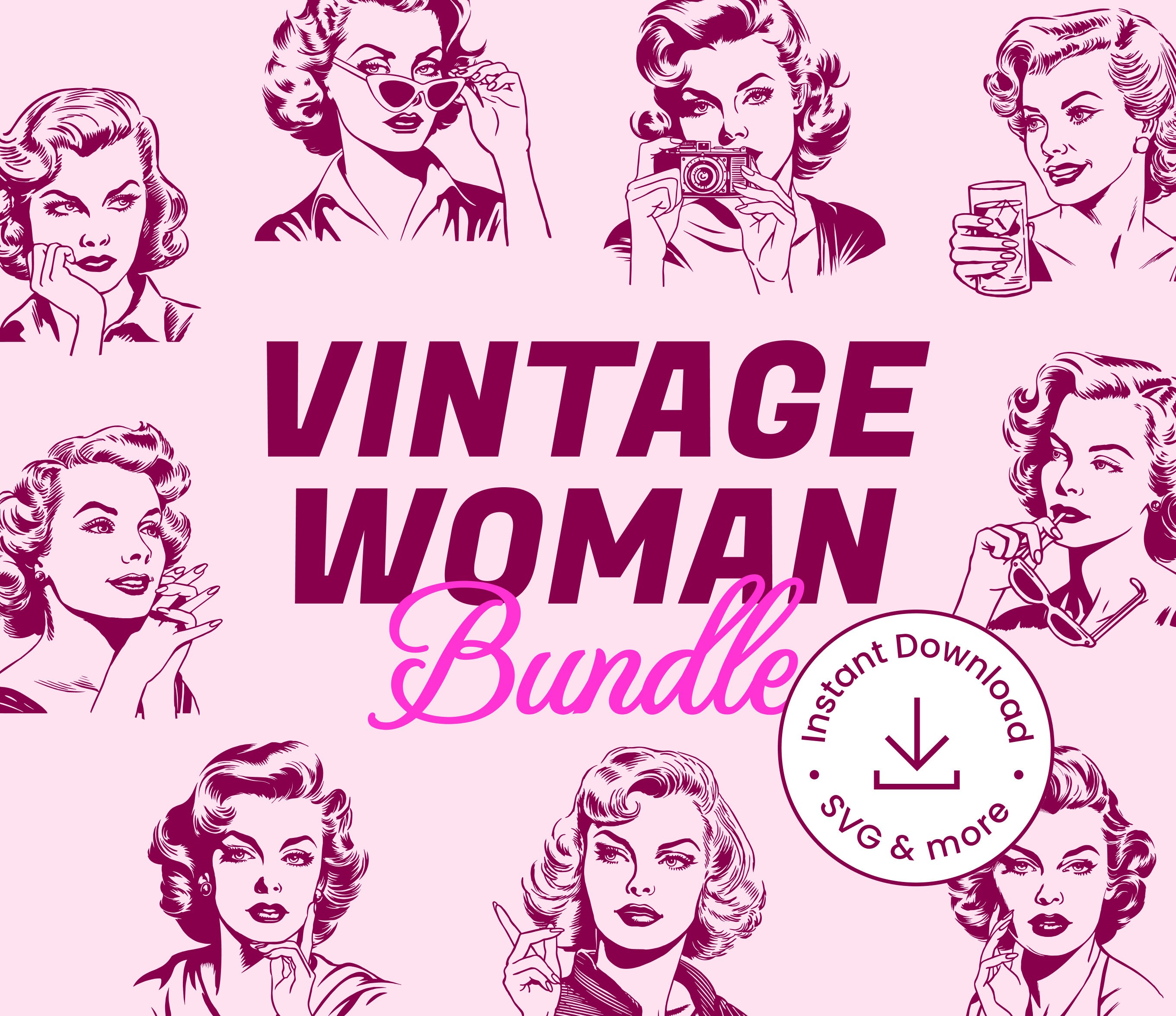 Vintage Blonde Woman Bundle Svg 1950s Retro Housewife Atomic - Etsy