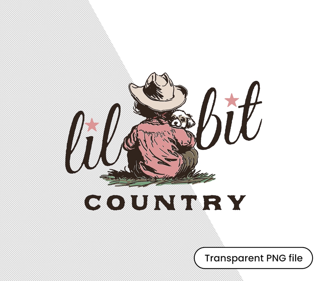 Lil' Bit Country PNG Vintage Cowgirl Hat Kid Illustration Retro Western ...