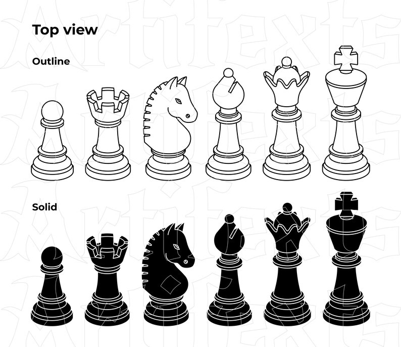 3D Chess Bundle Svg, Chess Pieces, King Queen Bishop Knight Rook Pawn ...