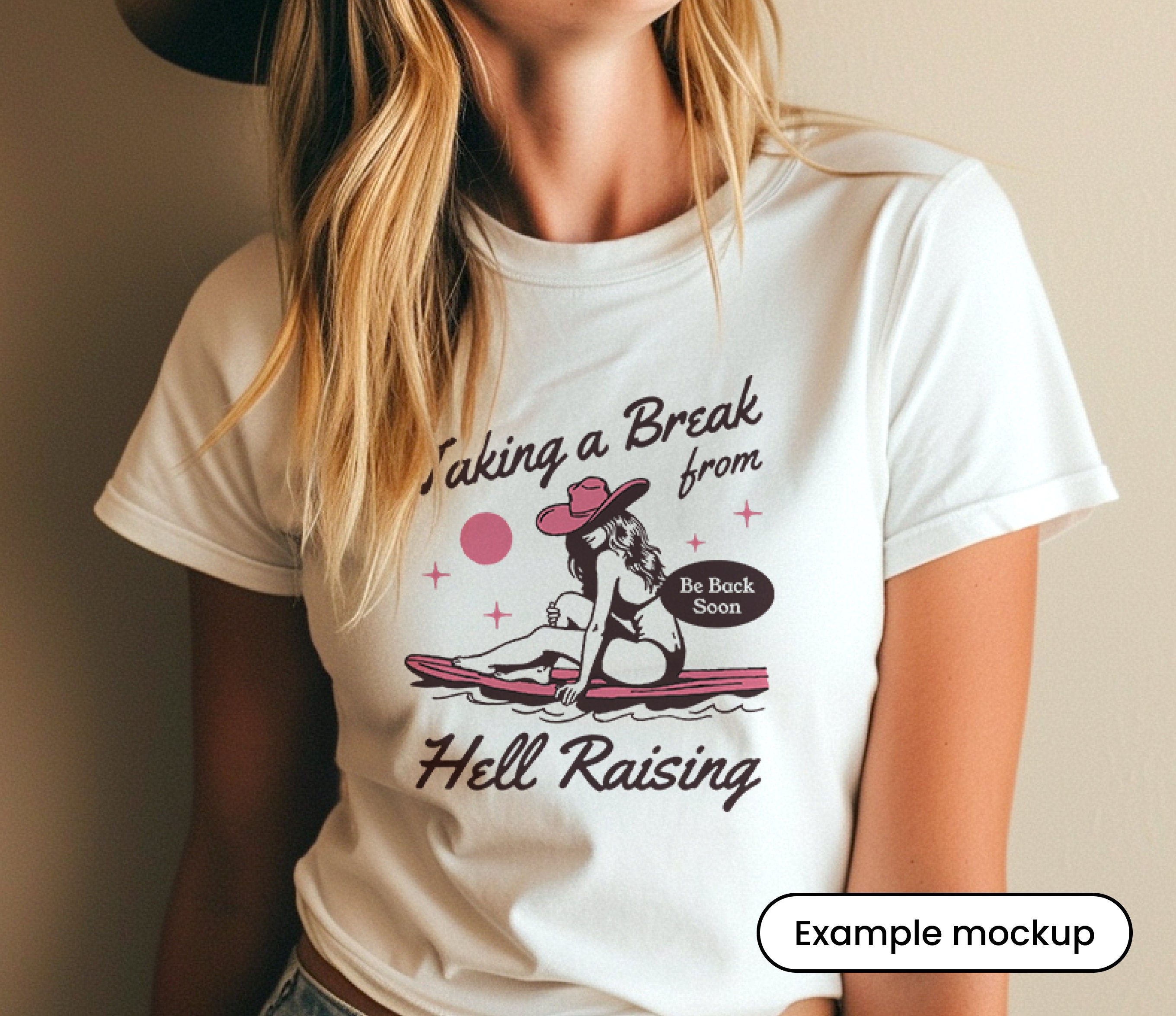 Coastal Cowgirl PNG Retro Surf Girl Raise Hell Illustration Boho ...