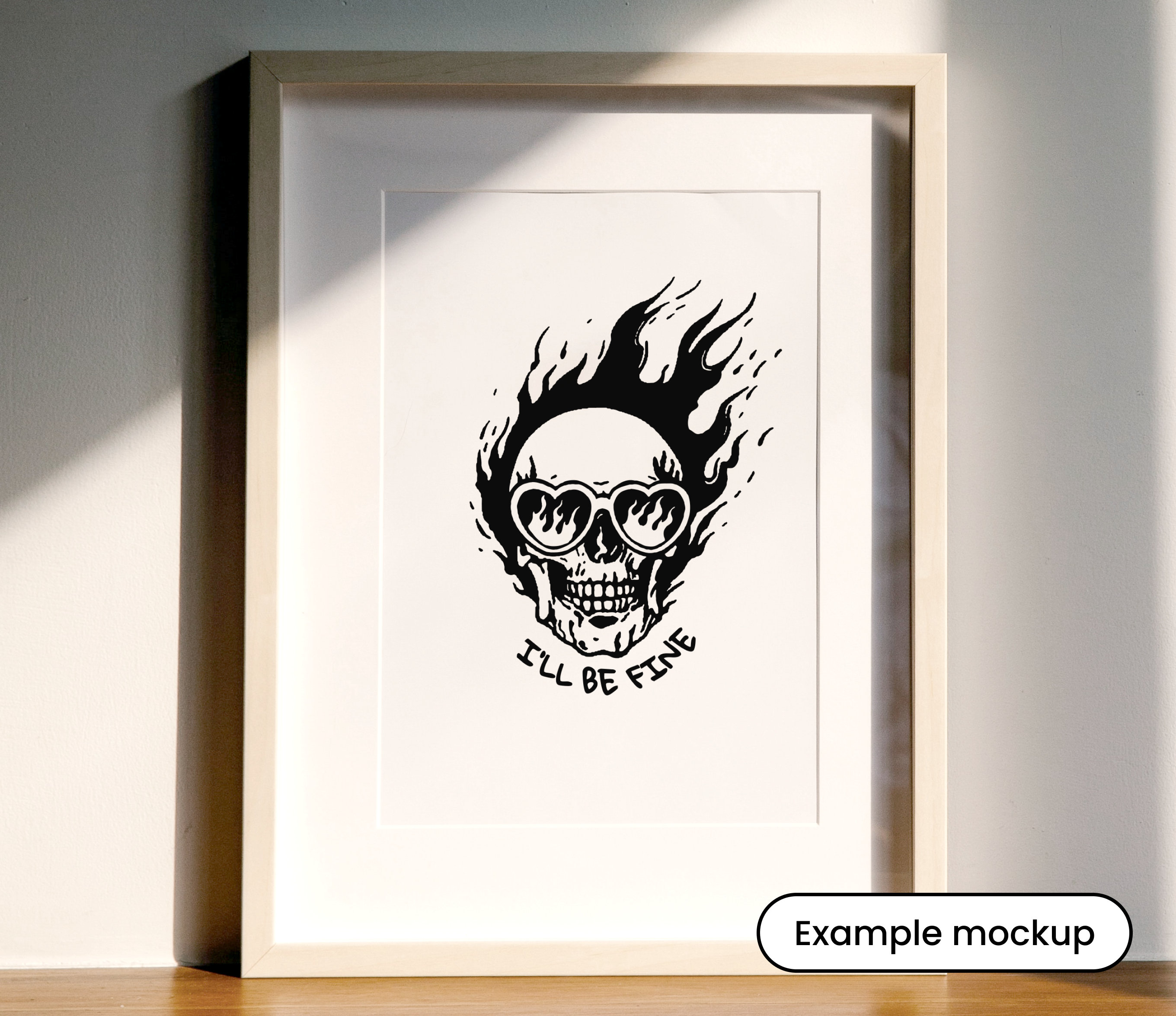 Flaming Meme Skull SVG Minimal Funny Skull for Mental Health Retro ...