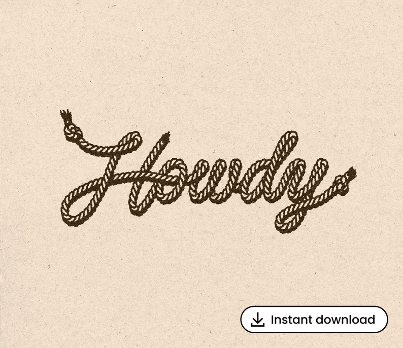 Howdy SVG Rope Lettering Typography Script Art 1950s Country Clipart Cricut Cowboy Cowgirl ...