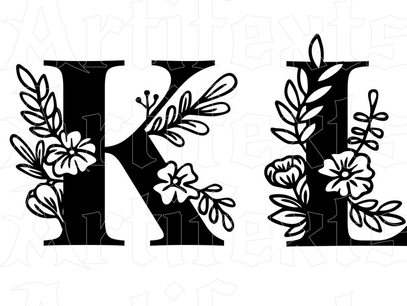 Alfabeto floral SVG, letras de monograma floral, 26 letras florales ...