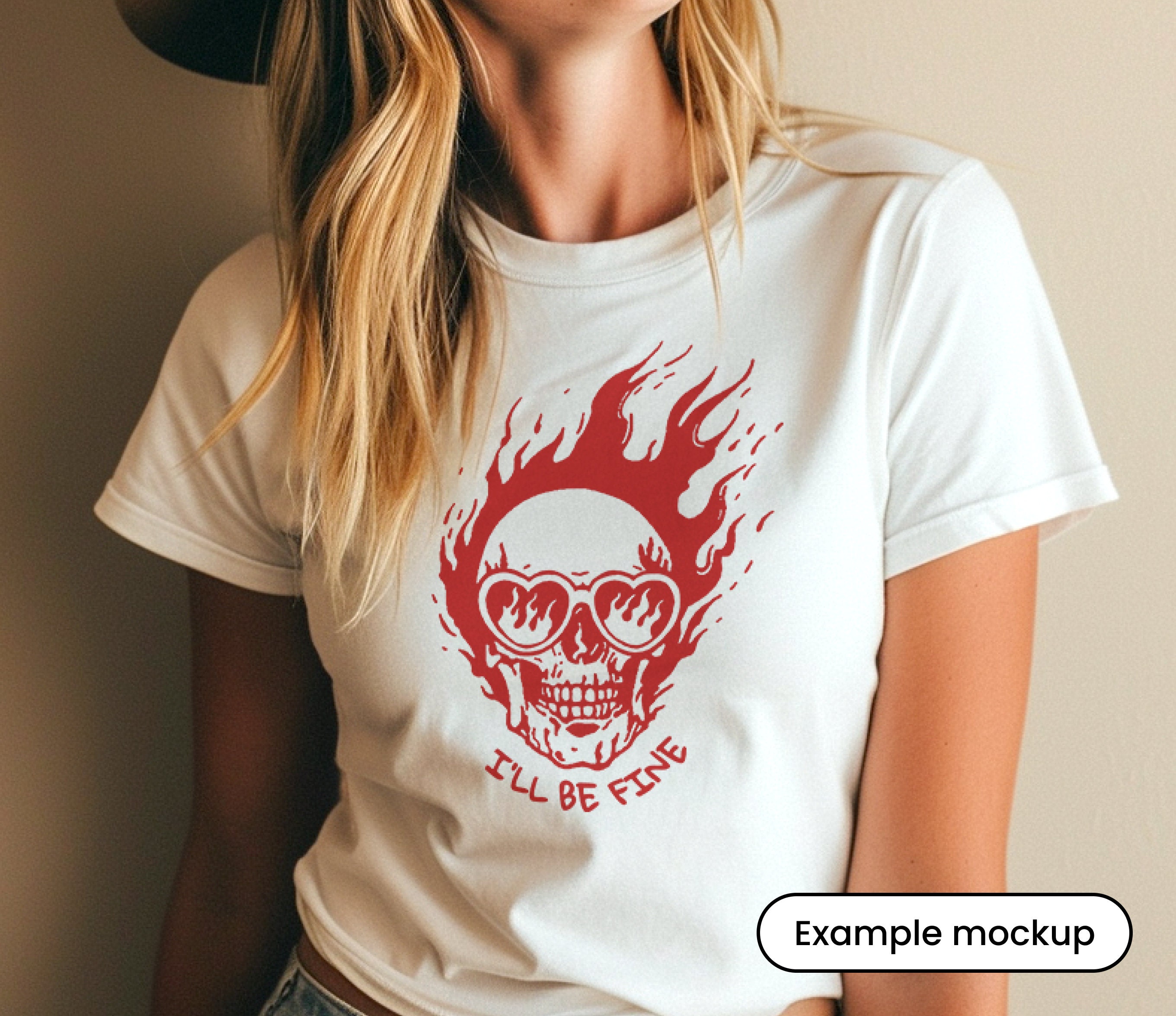 Flaming Meme Skull SVG Minimal Funny Skull for Mental Health Retro ...
