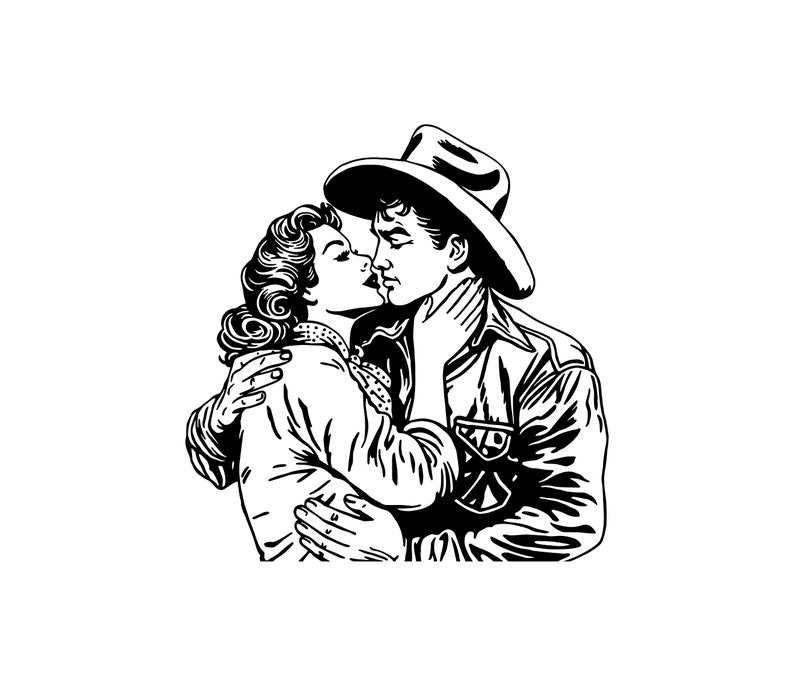 Cowboy Cowgirl Romance Svg, Cowboy Kiss Clipart, Cowboy Western Love ...