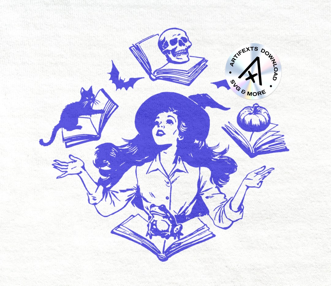 Witch Book Club Clipart, Halloween Witchcraft Illustration (digital ...