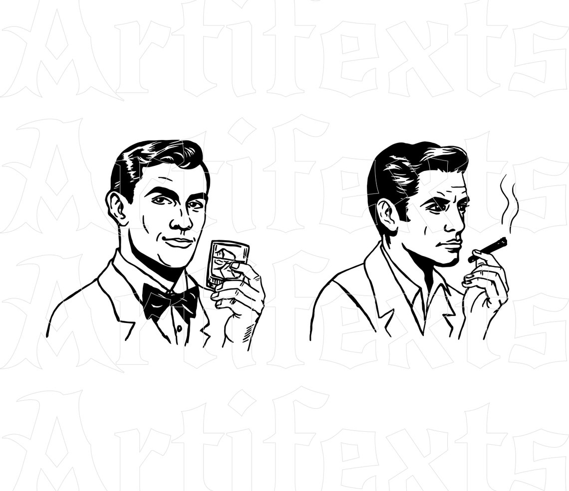 Vintage Man Bundle Svg Cartoon Retro Husband Comic Bundle 1950s Atomic ...