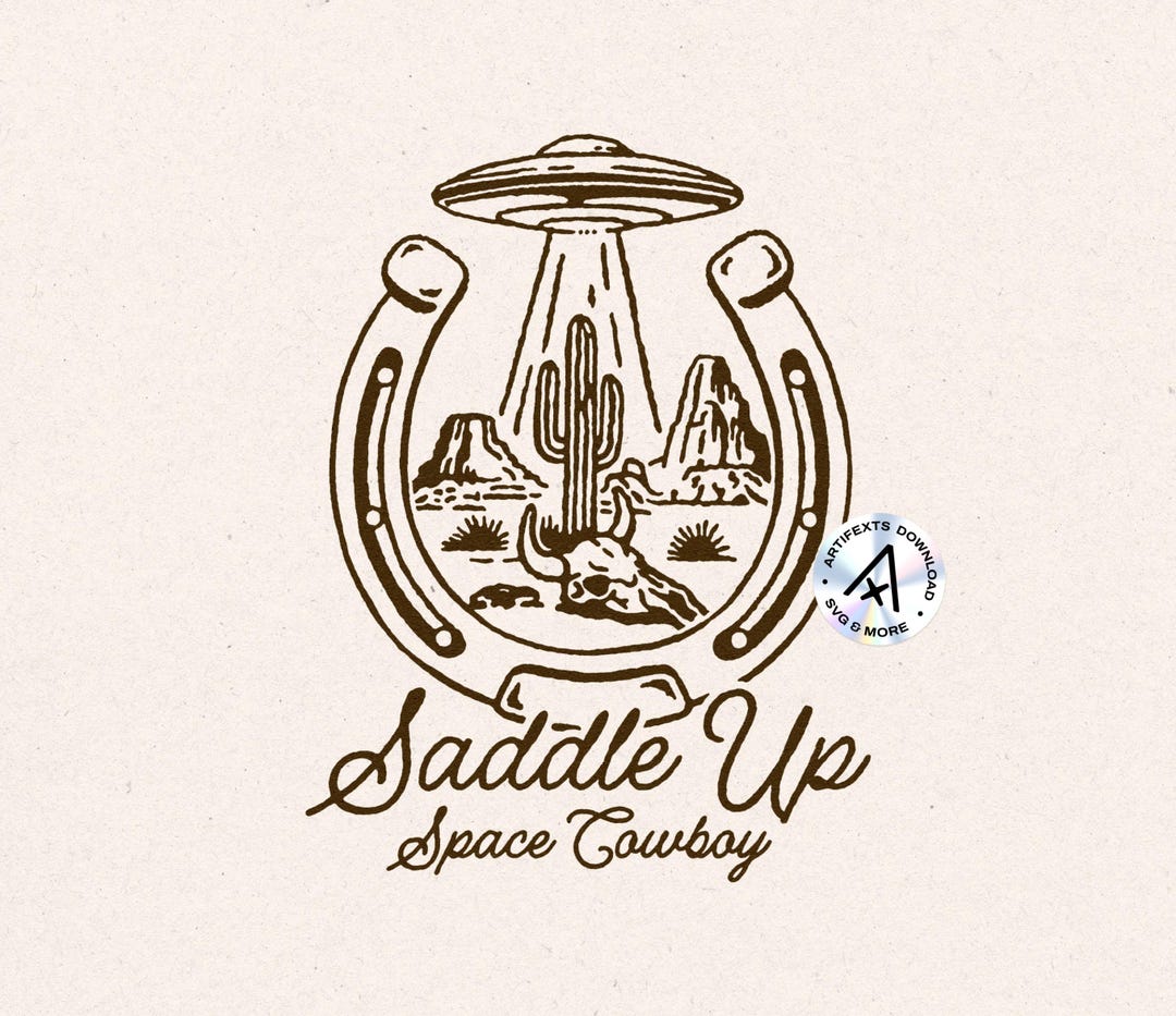 Saddle up Space Cowboy SVG Retro Alien Spaceship Vintage Western Scifi ...