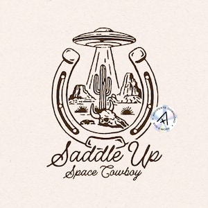 Saddle up Space Cowboy SVG Retro Alien Spaceship Vintage Western Scifi ...
