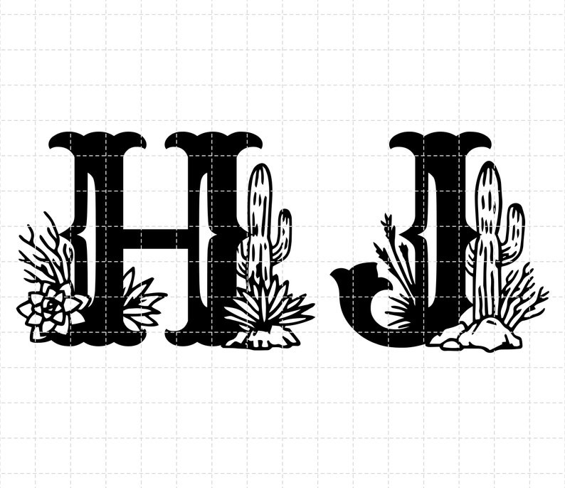Floral Alphabet SVG Bundle Monogram Letters Cowboy Wedding Desert ...