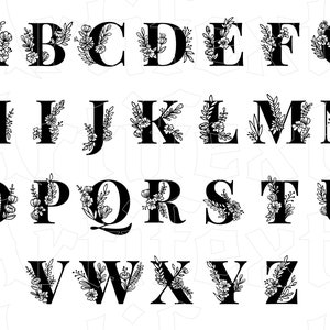 Floral Alphabet SVG, 26 Flower Letter Monogram (digital Download) - Etsy
