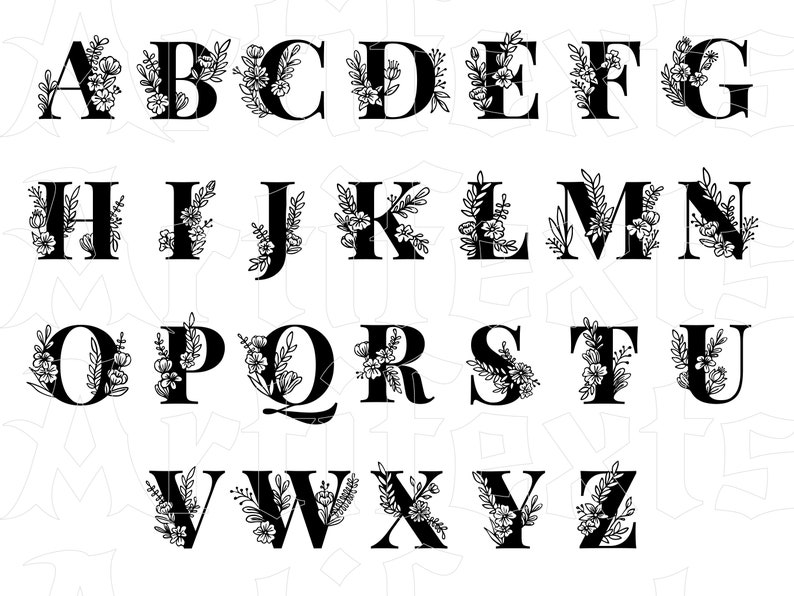 Alfabeto floral SVG letras de monograma floral 26 letras - Etsy España