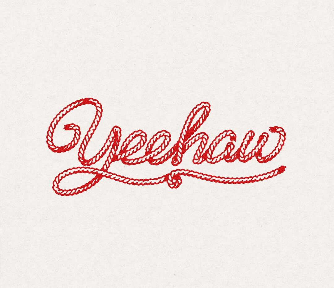 Yeehaw SVG Rope Lettering Typography Script Country Cowgirl Clipart ...