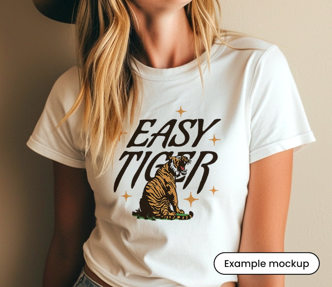 Easy Tiger PNG Vintage Feline Silhouette Retro Big Cat Clipart Jungle ...