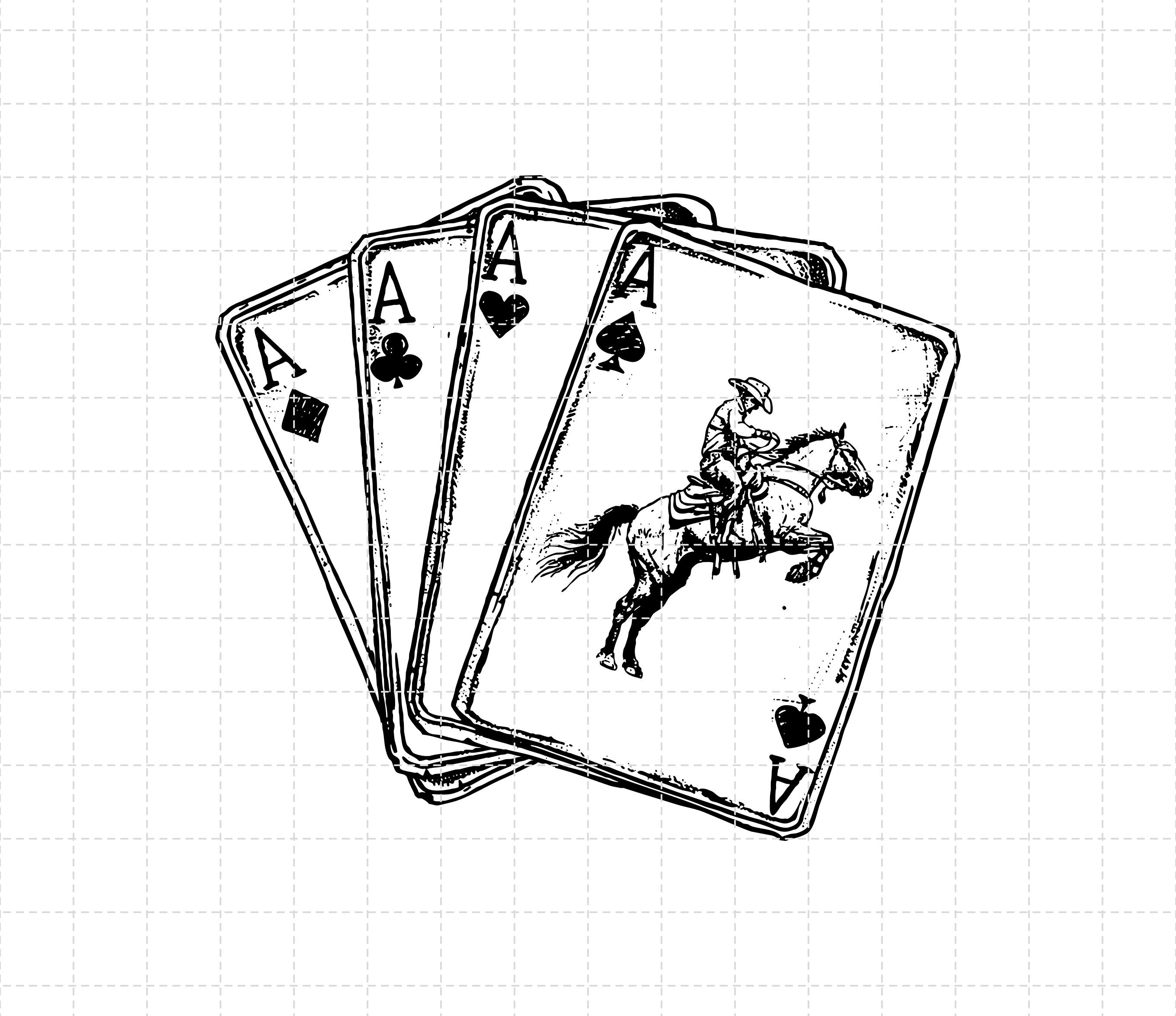 Cowboy Ace Poker Card Svgprintable Vintage Western T-shirt Graphic ...