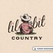 Lil' Bit Country PNG Vintage Cowgirl Hat Kid Illustration Retro Western ...